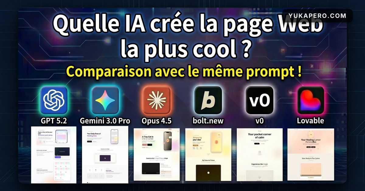 Quelle IA crée la page Web la plus cool ? GPT 5.2 vs Gemini 3.0 Pro vs ...